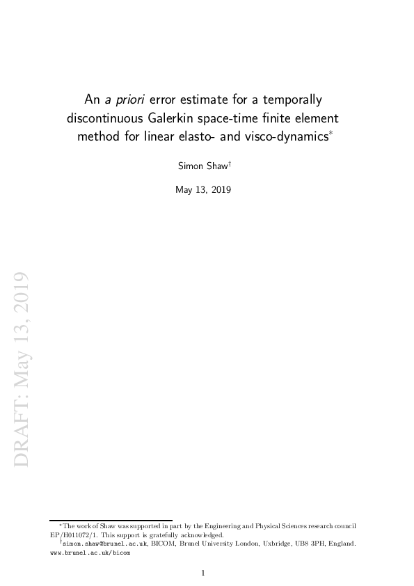 Pdf Extended Report For An A Priori Error Estimate For A Temporally