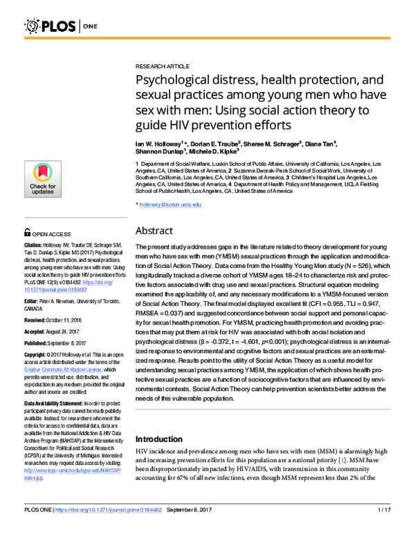 (PDF) Psychological distress, health protection, and sexual practices ...