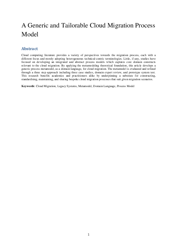 (PDF) A generic cloud migration process model