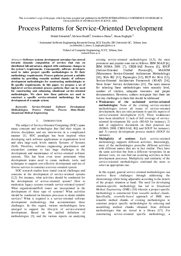 (PDF) Process Patterns for Service Oriented Development