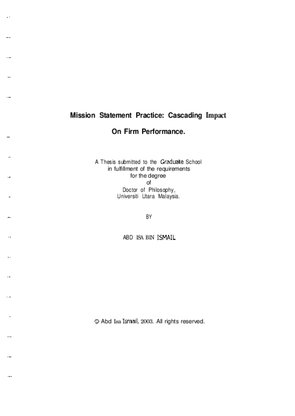 (PDF) Mission Statement Practice: Cascading Impact on Firm Performance