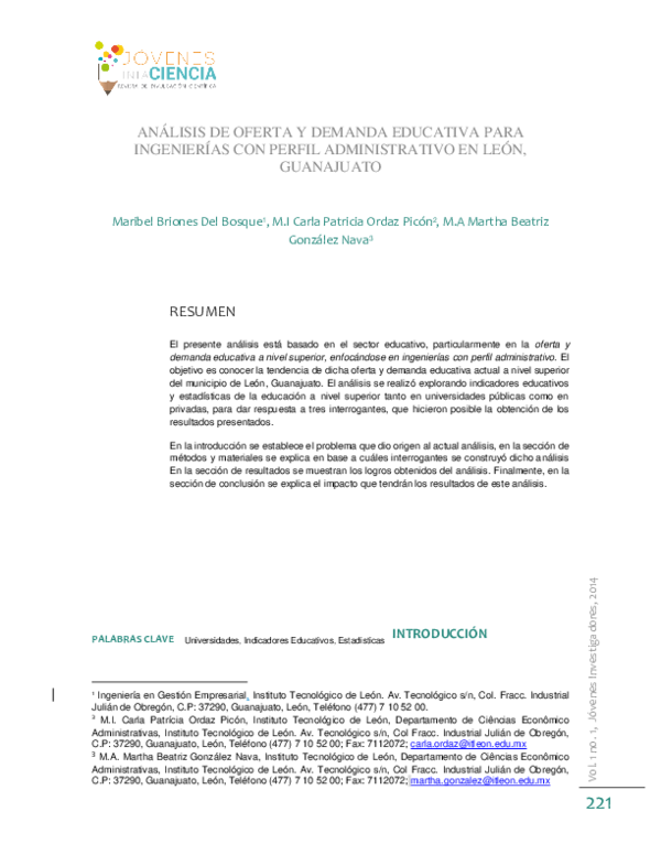 (PDF) Análisis De Oferta y Demanda Educativa Para Ingenierías Con ...