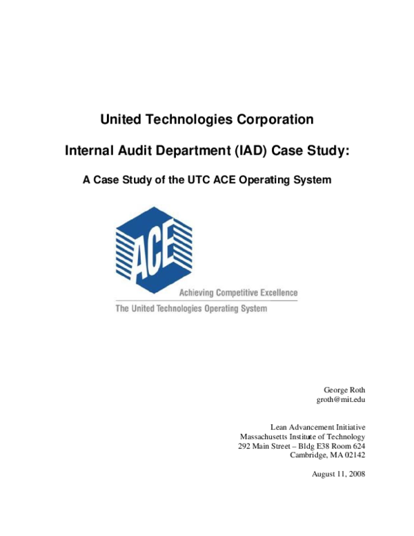 (PDF) United Technologies Corporation: Internal Audit Department (IAD) Case Study: A Case Study ...