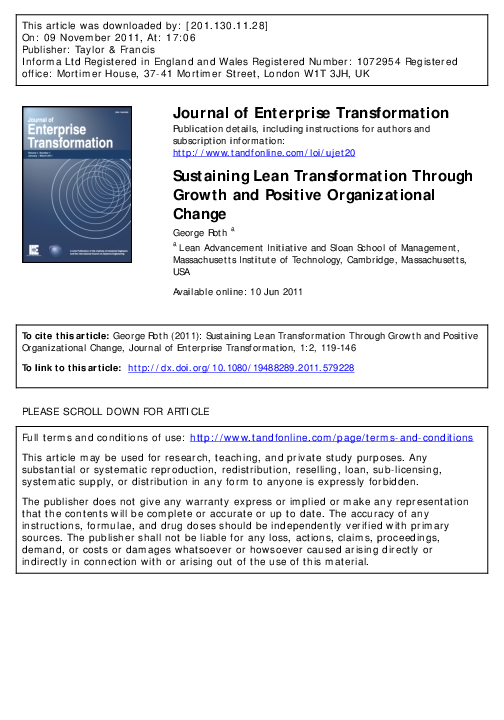 (PDF) Sustaining Lean Transformation Through Growth and Positive ...