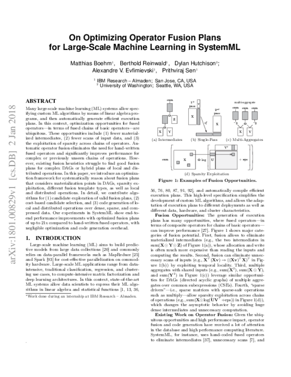 (PDF) On optimizing operator fusion plans for large-scale machine learning in systemML