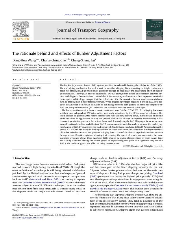 (PDF) The rationale behind and effects of Bunker Adjustment Factors