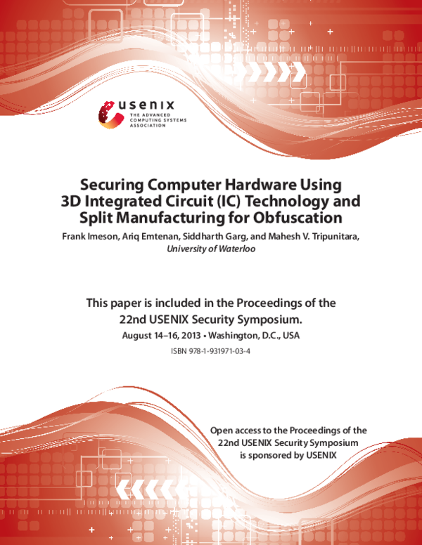 (PDF) Securing Computer Hardware Using 3D Integrated Circuit (IC) Technology and Split ...