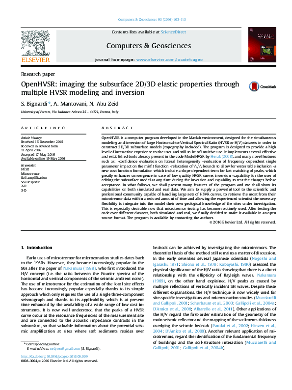 (PDF) OpenHVSR: imaging the subsurface 2D/3D elastic properties through multiple HVSR modeling ...
