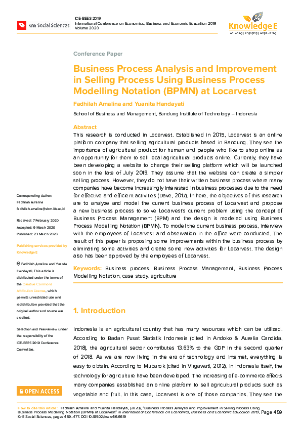 (PDF) Business Process Analysis and Improvement in Selling Process ...
