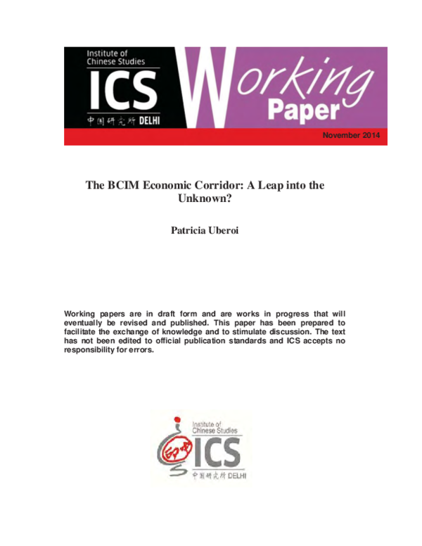 (PDF) The BCIM Economic Corridor: A Leap into the Unknown?