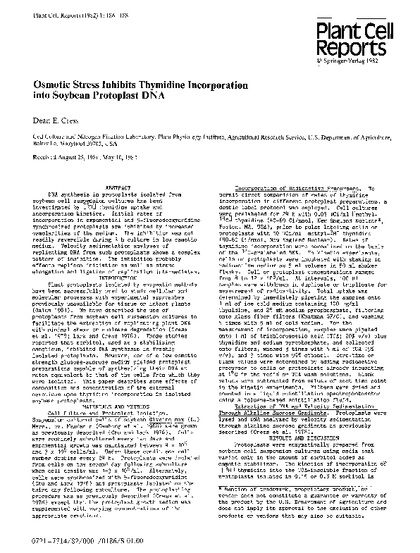 (PDF) Osmotic stress inhibits thymidine incorporation into soybean ...