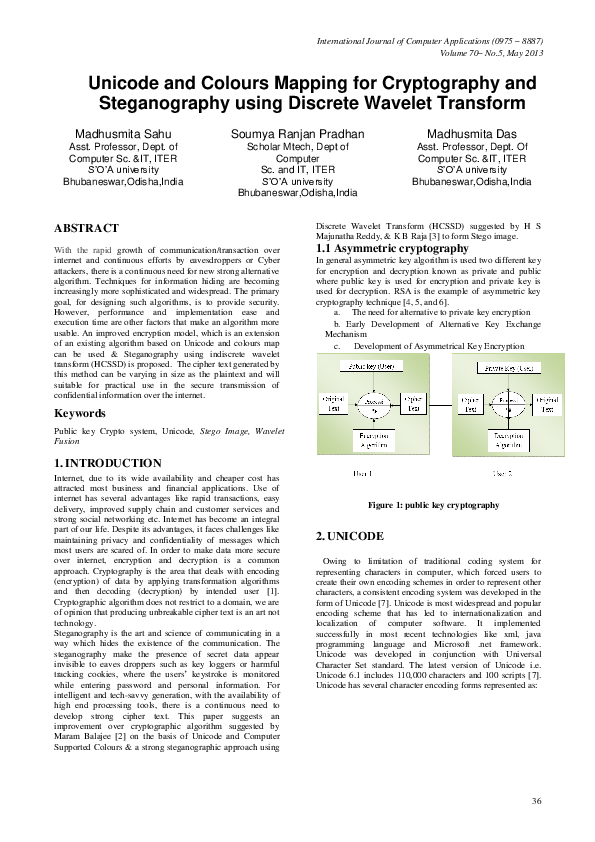 Pdf Unicode And Colours Mapping For Cryptography And Steganography Using Discrete Wavelet 