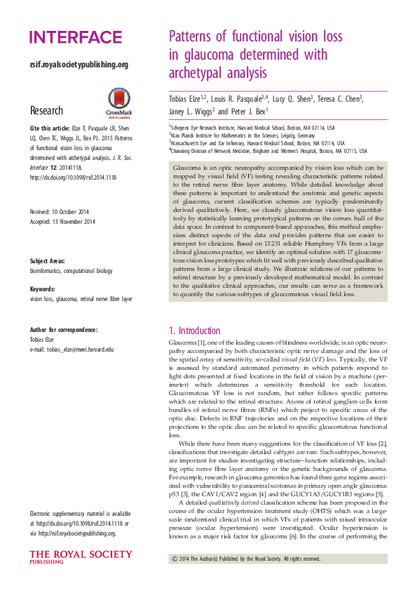 (PDF) Patterns of functional vision loss in glaucoma determined with ...