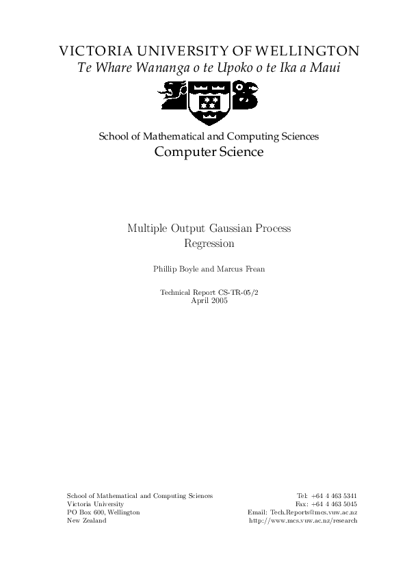 Pdf Multiple Output Gaussian Process Regression