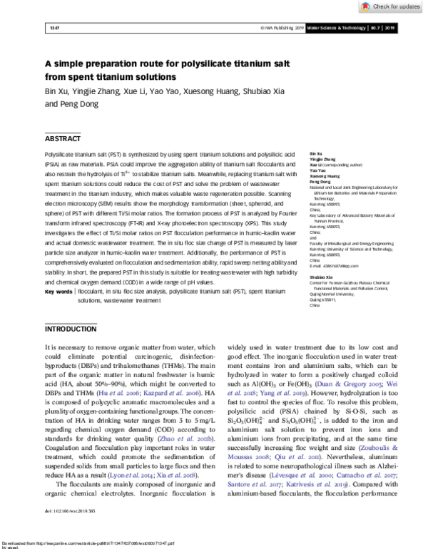 (PDF) A simple preparation route for polysilicate titanium salt from ...