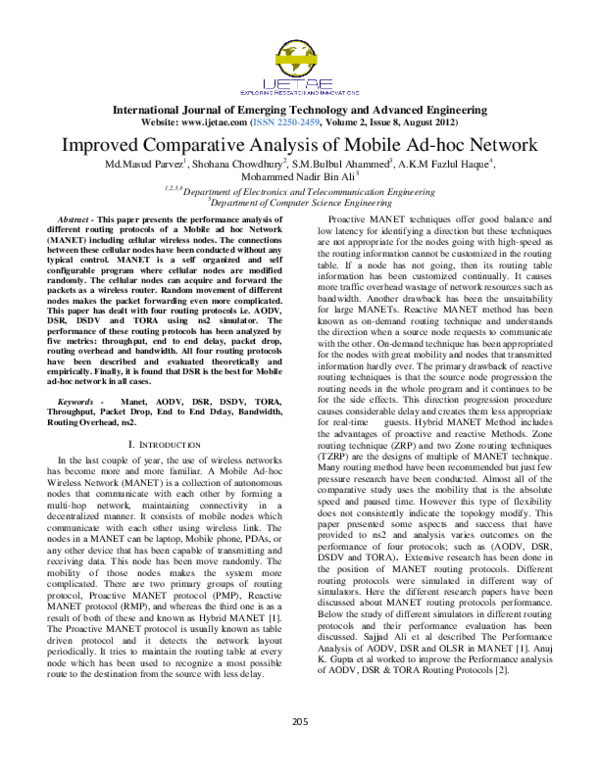 Pdf Improved Comparative Analysis Of Mobile Ad Hoc Network