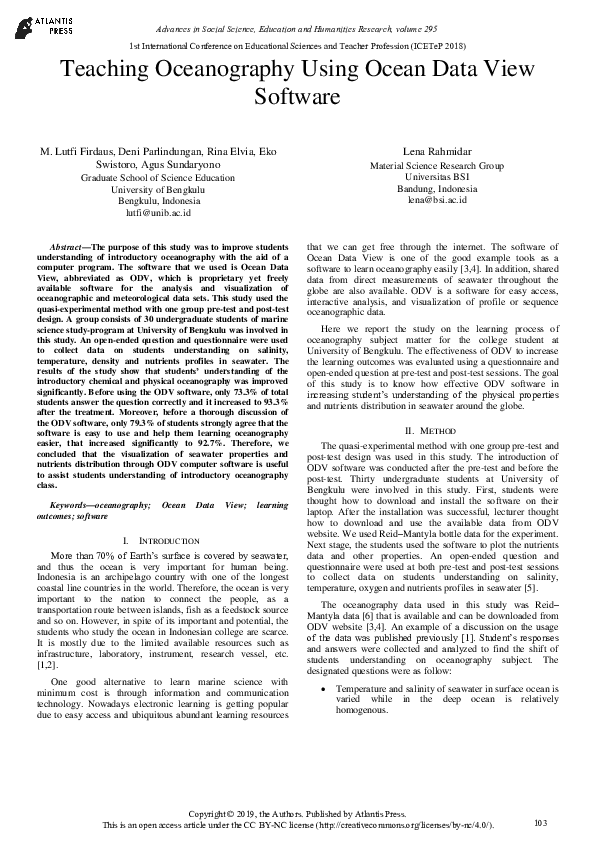 (PDF) Teaching Oceanography Using Ocean Data View Software