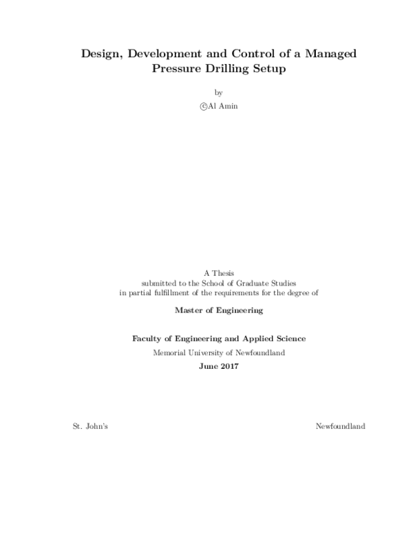 (PDF) Design, development and control of a managed pressure drilling setup