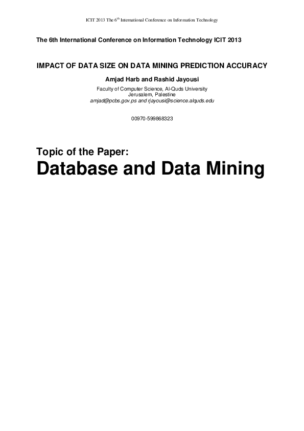 (PDF) Impact of Data Size on Data Mining Prediction Accuracy