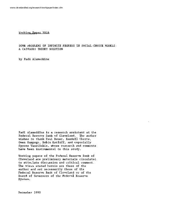 (PDF) Some problems of infinite regress in social-choice models: a ...
