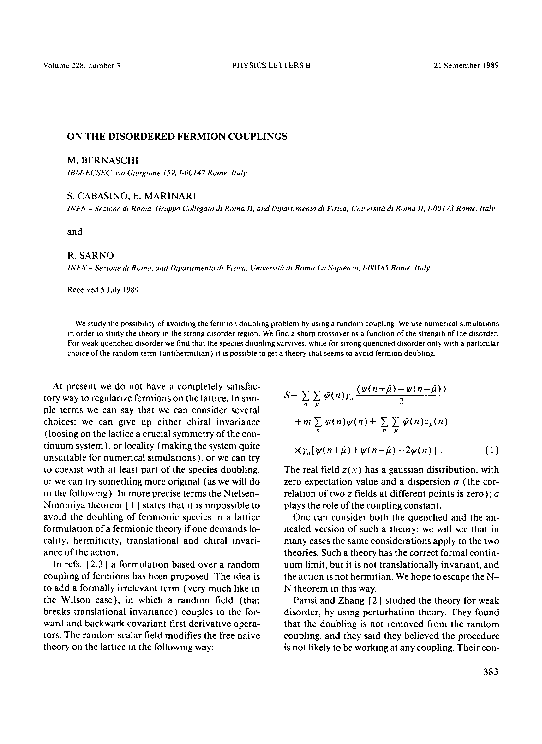 (PDF) On the disordered fermion couplings
