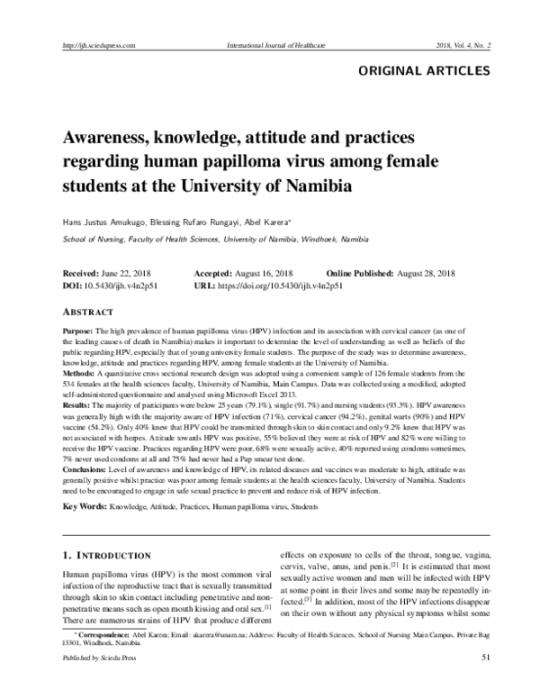 Pdf Awareness Knowledge Attitude And Practices Regarding Human 0567