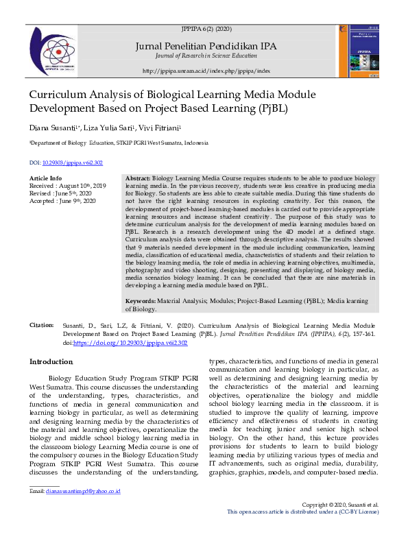 (PDF) Curriculum Analysis of Biological Learning Media Module ...