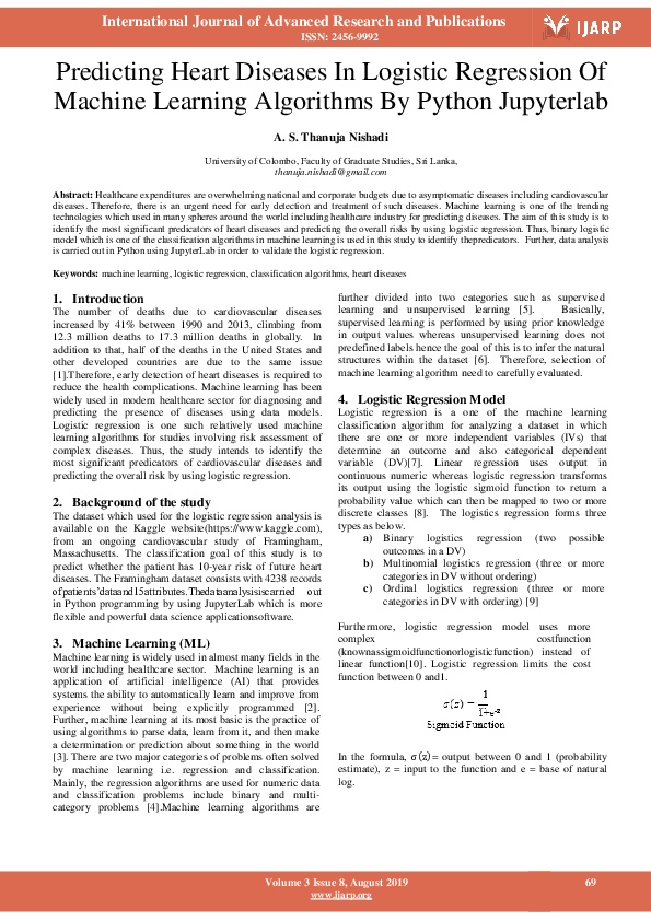 (PDF) Predicting Heart Diseases In Logistic Regression Of Machine ...