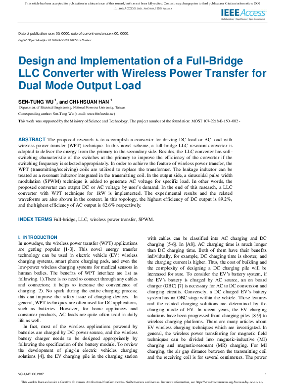(PDF) Design and Implementation of a Full-Bridge LLC Converter with ...