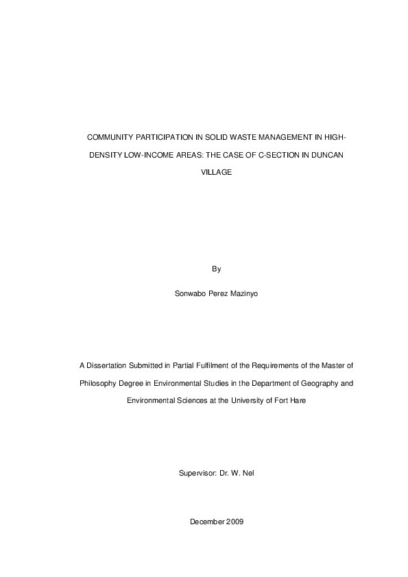 (PDF) Community Participation in Solid Waste Management