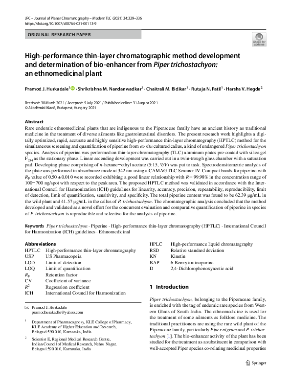 (PDF) High-performance thin-layer chromatographic method development and determination of bio ...