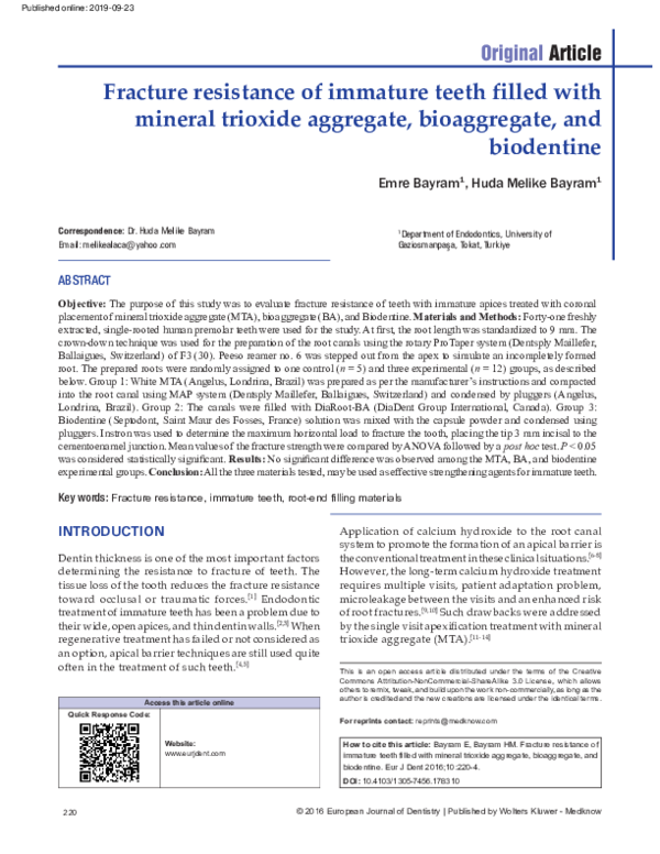 (PDF) Fracture resistance of immature teeth filled with BioAggregate ...