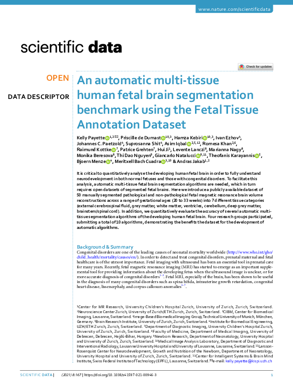 Pdf An Automatic Multi Tissue Human Fetal Brain Segmentation Benchmark Using The Fetal Tissue