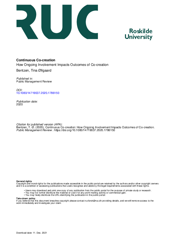 (PDF) Continuous co-creation: how ongoing involvement impacts outcomes ...