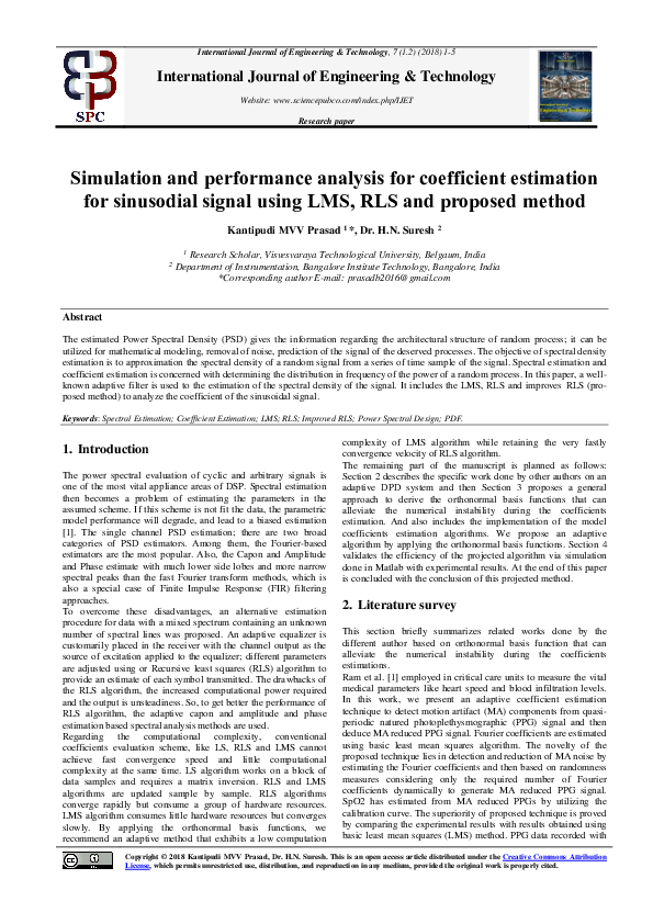 (PDF) Simulation and performance analysis for coefficient estimation for sinusodial signal using ...