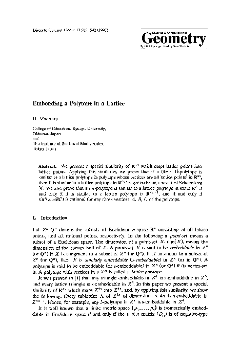 (PDF) Embedding a polytope in a lattice