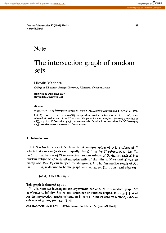 (PDF) The intersection graph of random sets