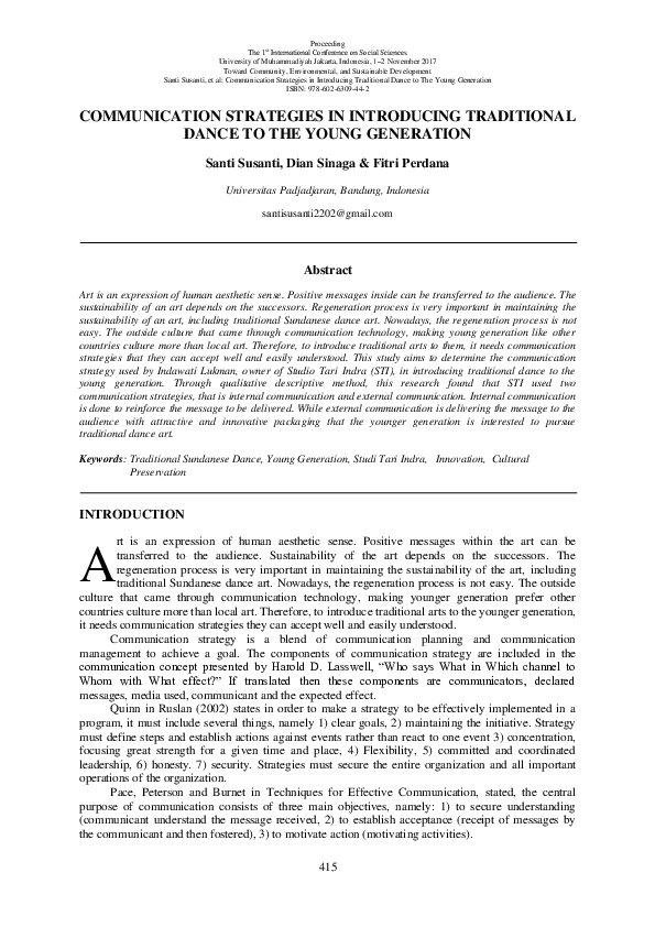 (PDF) Communication Strategies in Introducing Traditional Dance to the ...