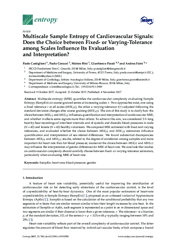 (PDF) Multiscale Sample Entropy of Cardiovascular Signals: Does the ...