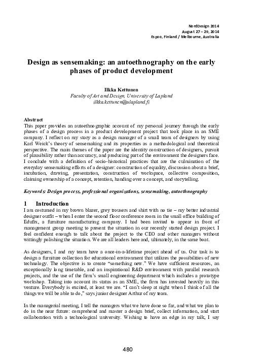 (PDF) Design as Sensemaking: An Autoethnography on the Early Phases of ...