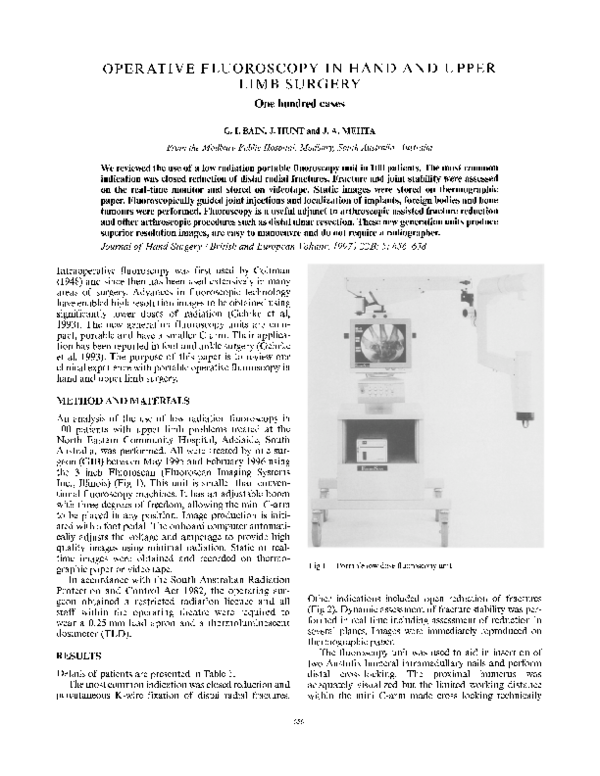(PDF) Operative fluoroscopy in hand and upper limb surgeryOne hundred cases