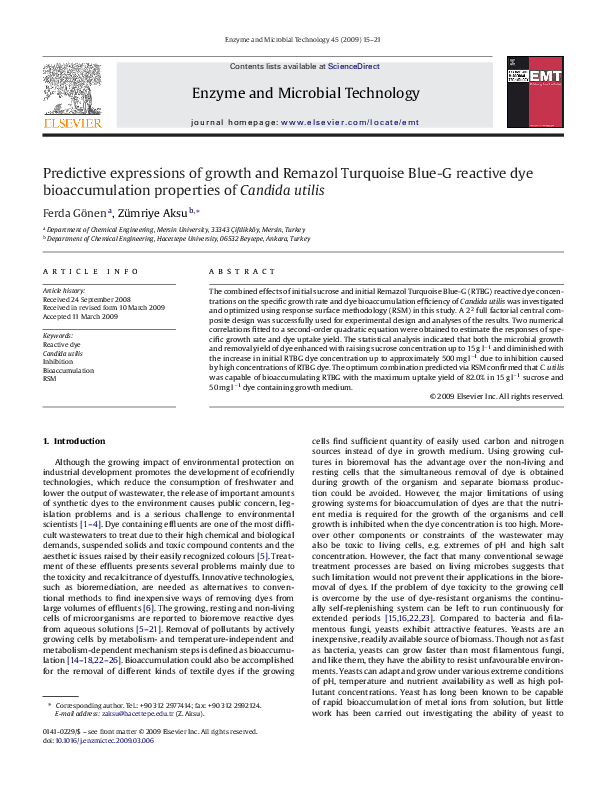 (PDF) Predictive expressions of growth and Remazol Turquoise Blue-G ...