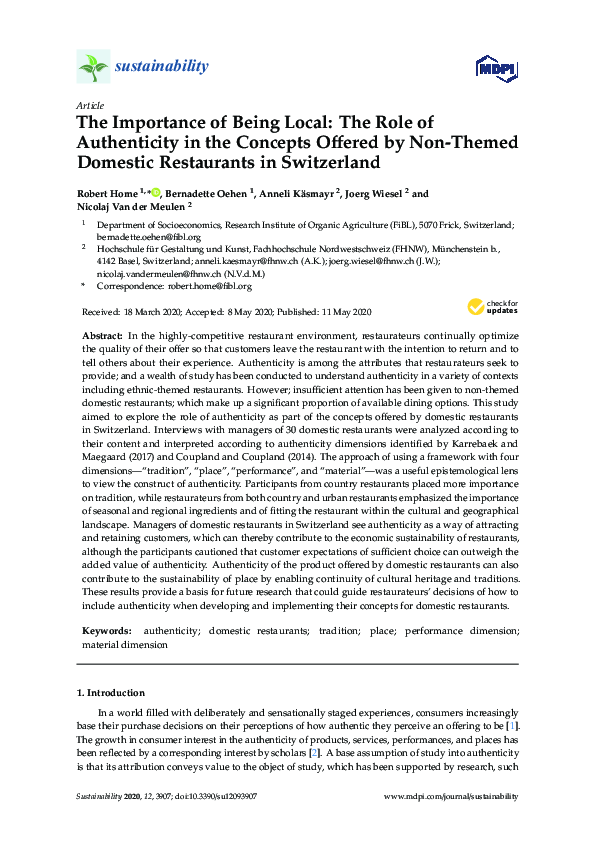 (PDF) The Importance of Being Local: The Role of Authenticity in the ...