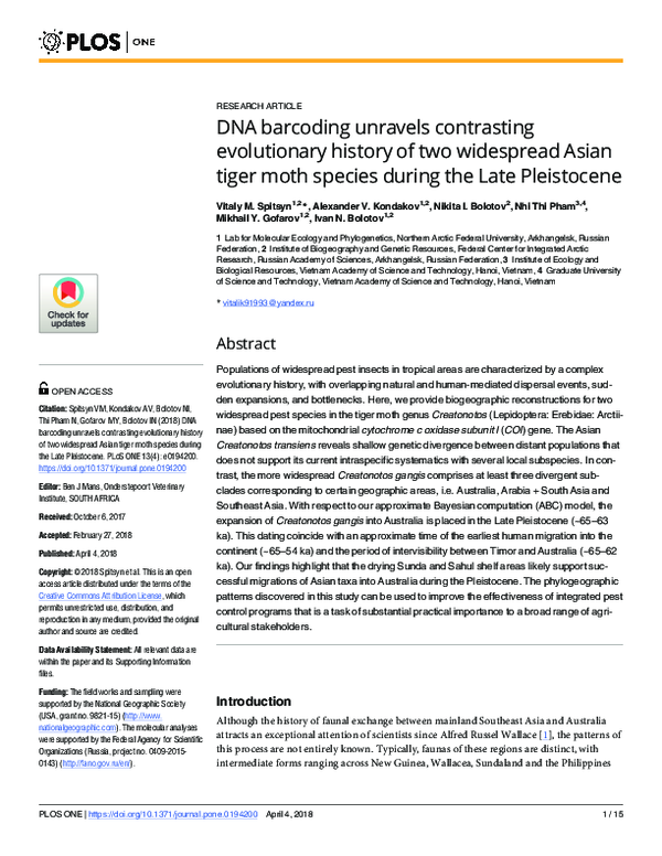 (PDF) DNA barcoding unravels contrasting evolutionary history of two ...