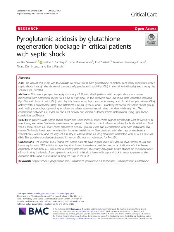 (PDF) Pyroglutamic acidosis by glutathione regeneration blockage in ...