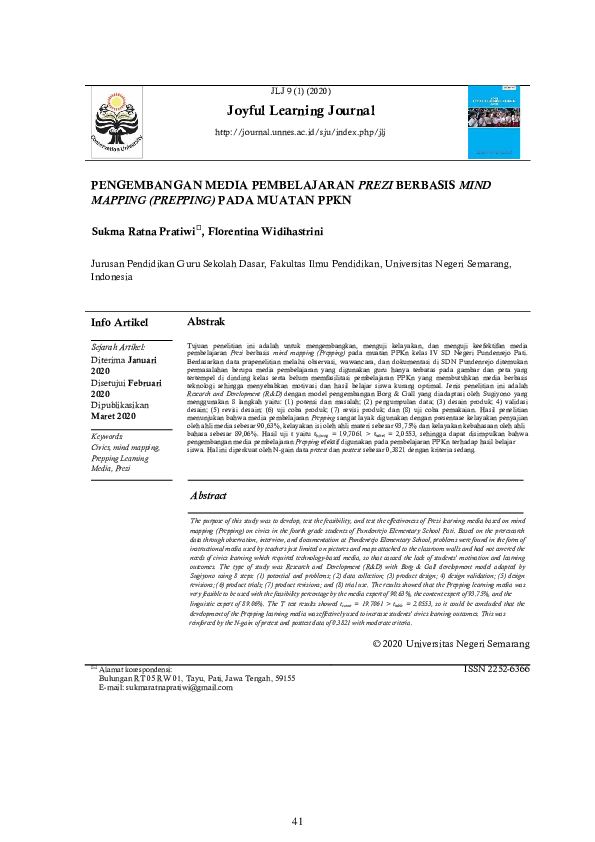 (PDF) Pengembangan Media Pembelajaran Prezi Berbasis Mind Mapping (Prepping) Pada Muatan PPKN