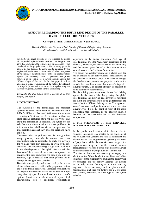(PDF) Aspects Regarding the Drive Line Design of the Parallel Hybride ...
