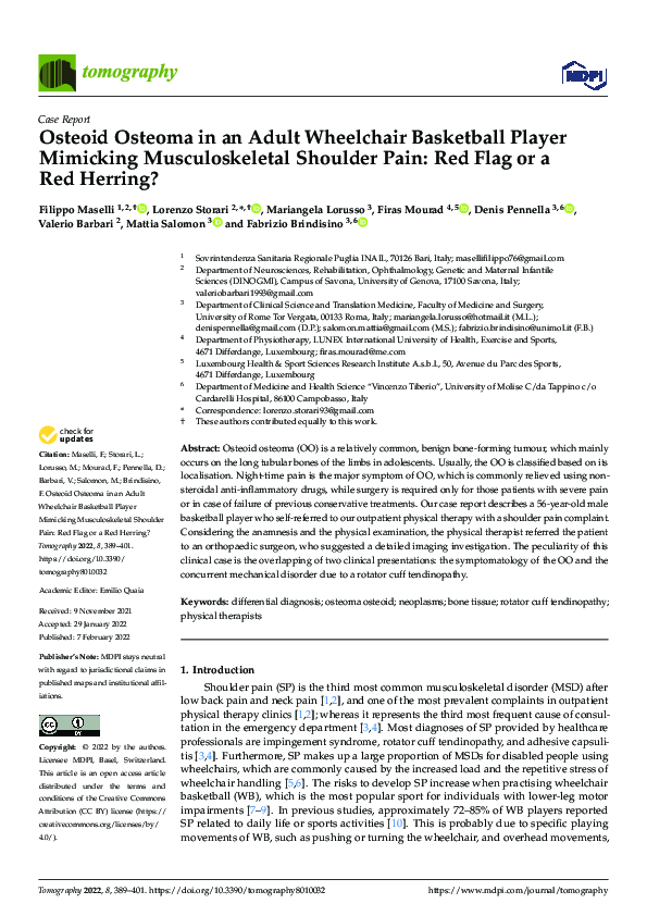 (PDF) Osteoid Osteoma in an Adult Wheelchair Basketball Player ...