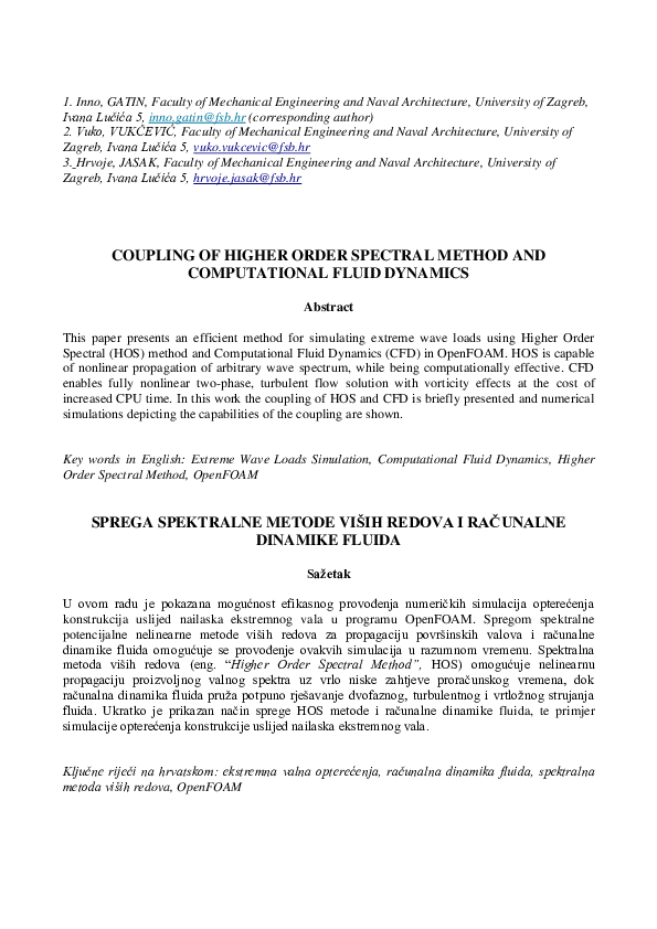 Pdf Coupling Of Higher Order Spectral Method And Computational Fluid Dynamics
