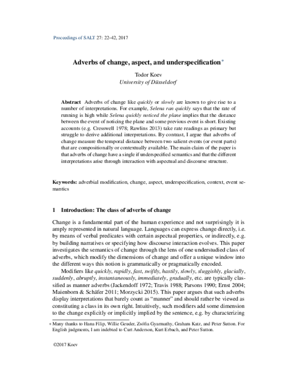 (PDF) Adverbs of Change, Aspect, and Underspecification